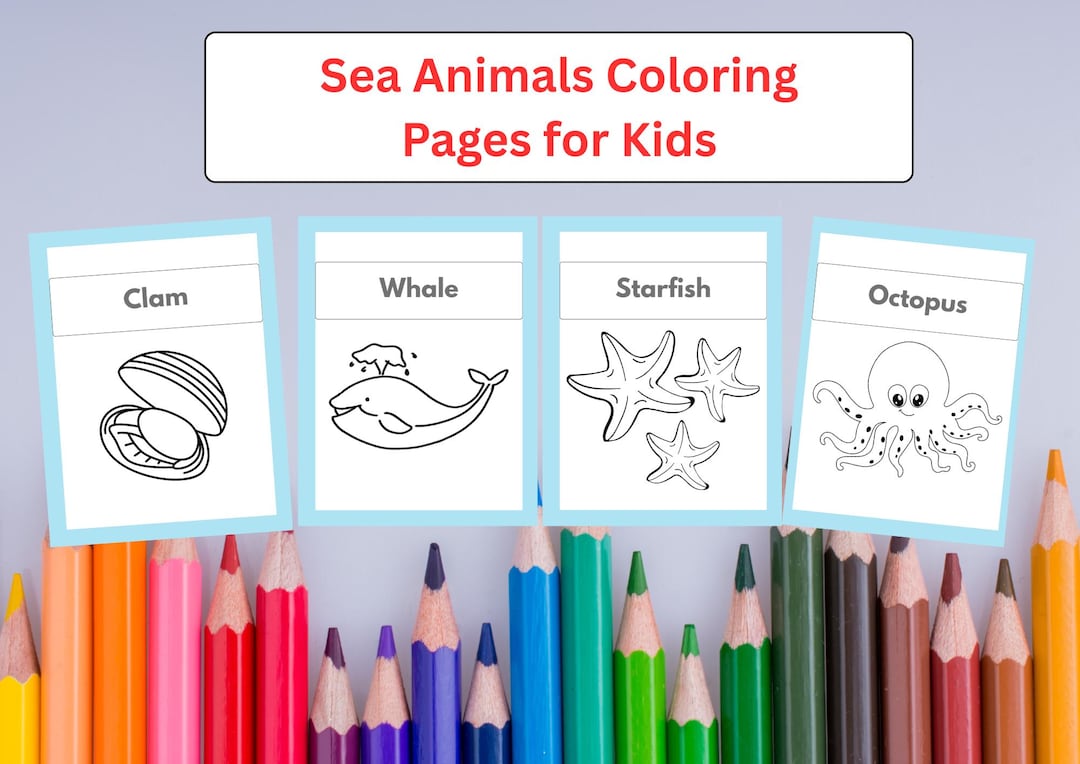 Sea Animals Coloring Book for Kids: Ocean Creatures (PDF/PNG) - Etsy