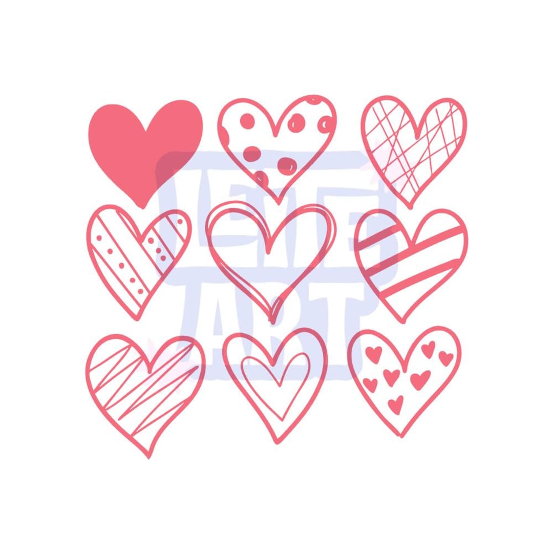 9 Doodle Heart SVG Bundle | Hand Drawn Valentine Hearts PNG | Love ...