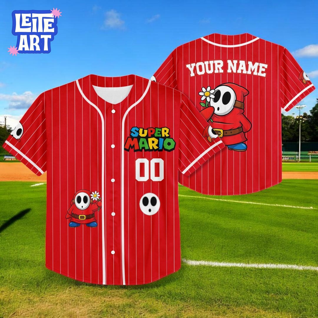Custom Shy Guy Baseball Jersey Inspired by Mario, Retro Gamer Shirt ...