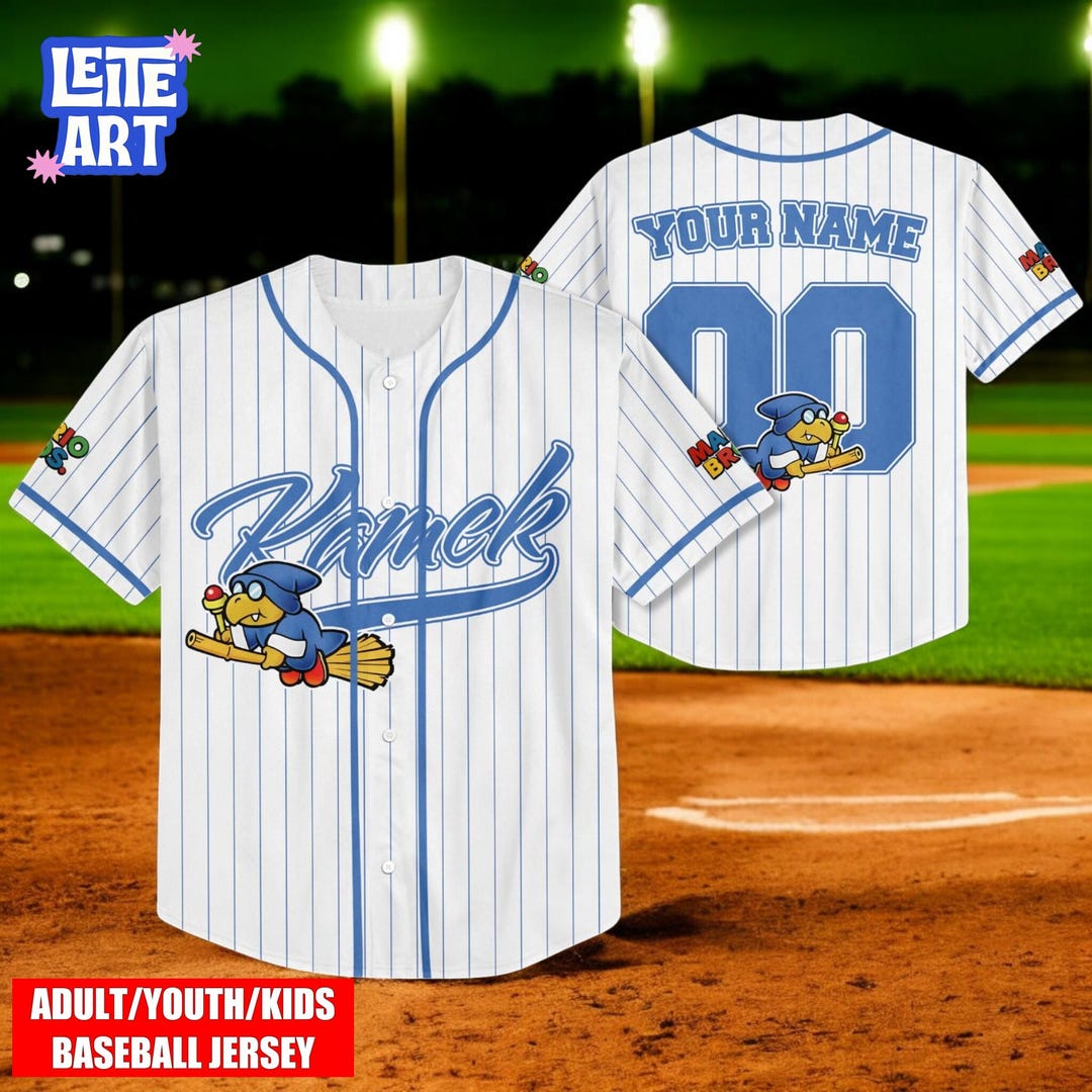 Custom Kamek Baseball Jersey, Super Mario Team Shirt, Nintendo Mario ...