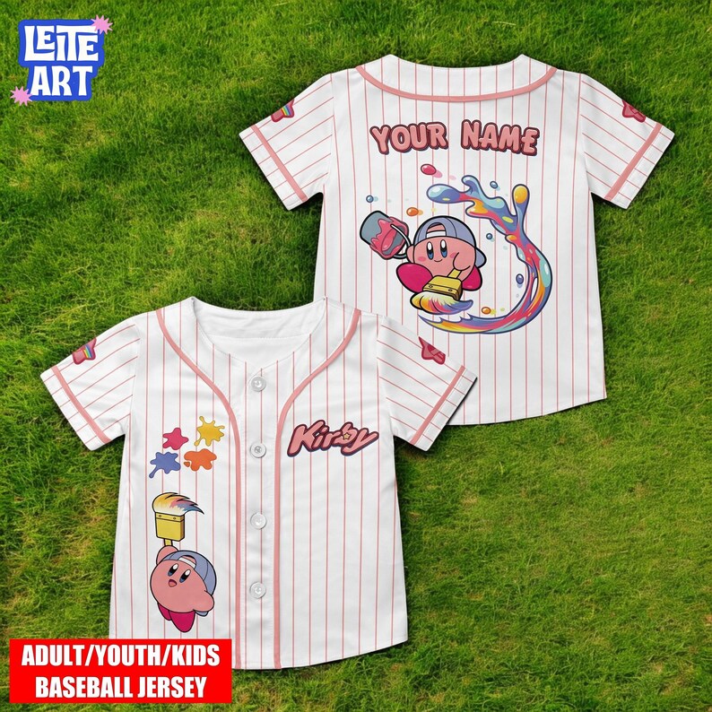 Custom Paint Kirby Super Mario Baseball Jersey, Nintendo Mario Team ...