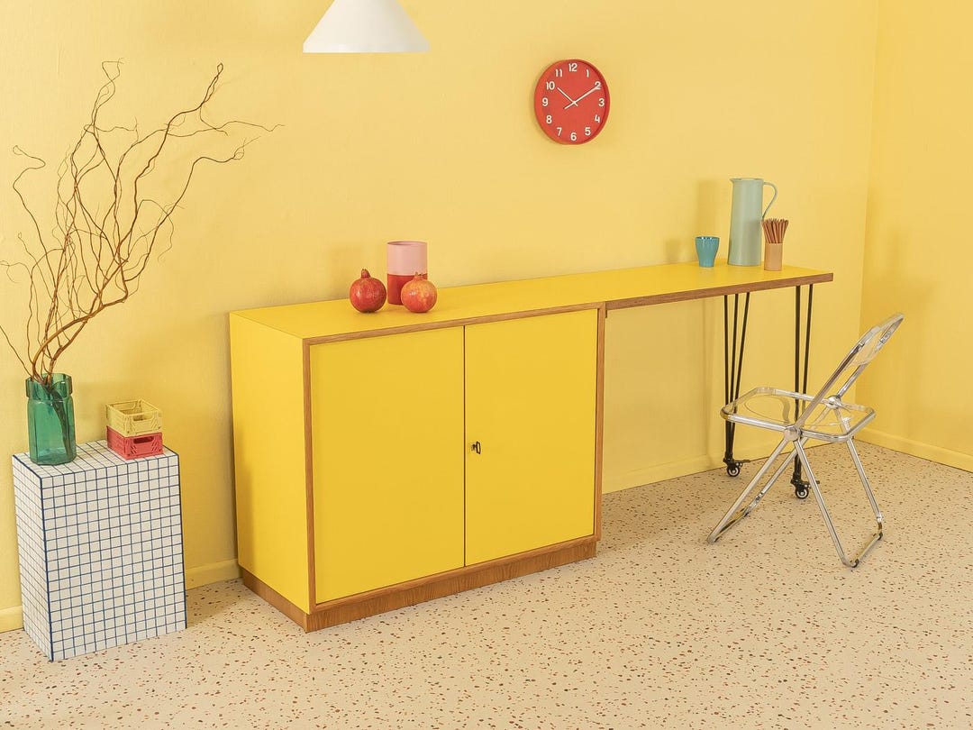 60s Desk in Yellow, 70s, Vintage - Etsy