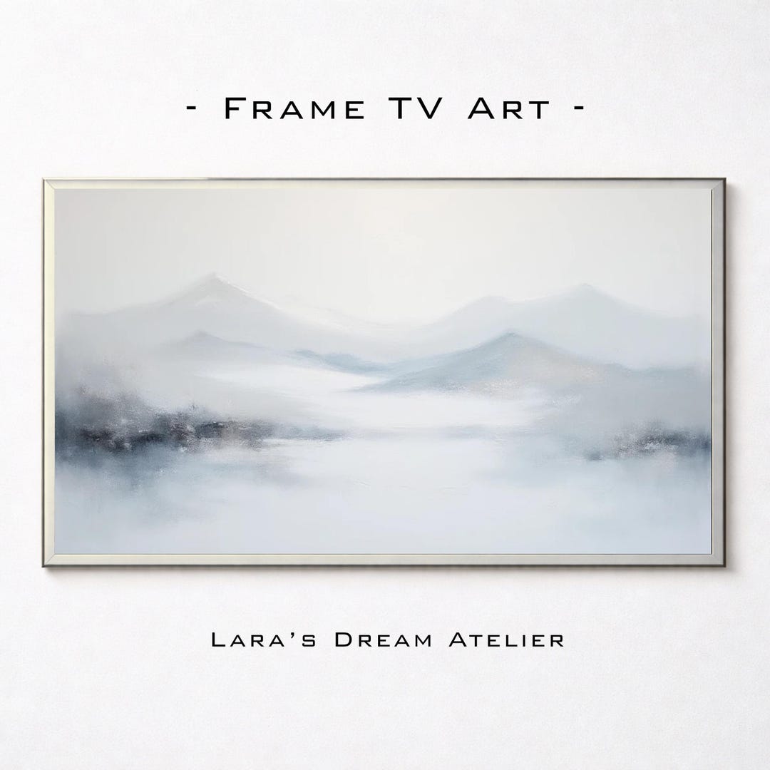 Mist Mountain Serenity | Frame TV Art | Minimalist Landscape for ...