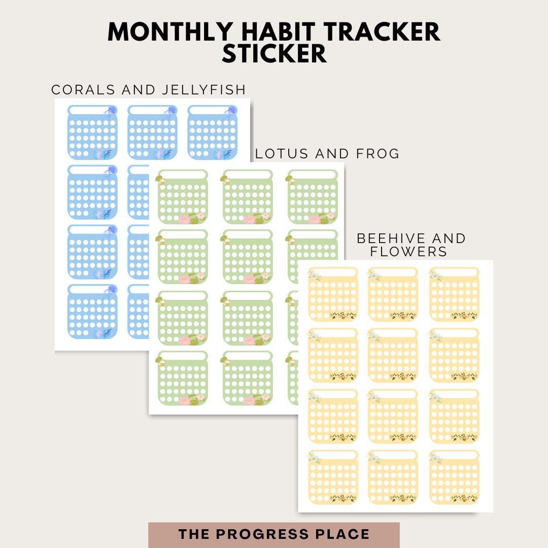 Printable Habit Tracker Bundle, Monthly, Weekly, Yearly (digital ...