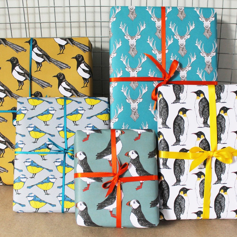 Christmas Penguin Wrapping Paper - Holiday Wrapping Paper - Recyclable ...