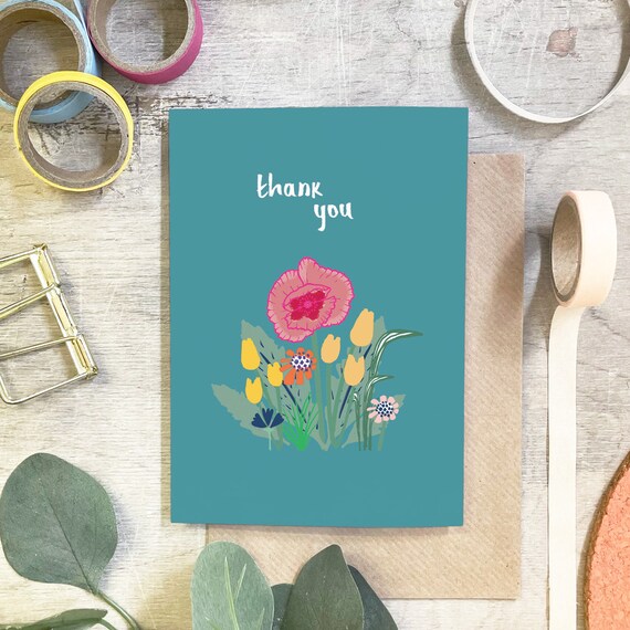 Thank You Card Flower Thank You Card Botanical Thank You | Etsy