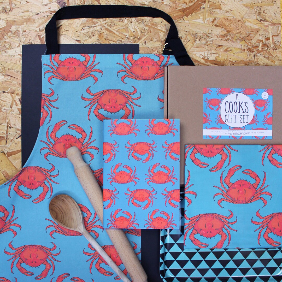 Crab Apron, Tea Towel and Recipe Notebook Set Cooks Gift Bakers Gift - Etsy
