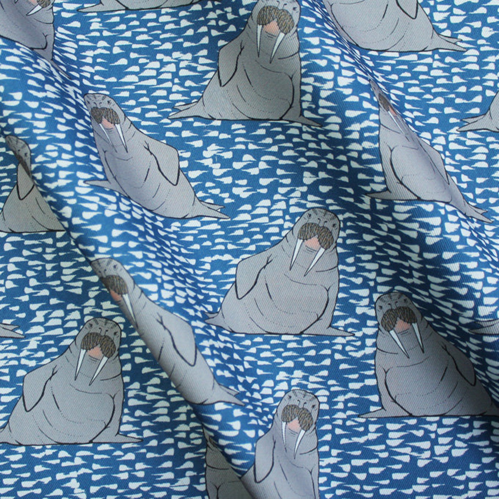 Blue Walrus Upholstery Fabric by the Metre. - Etsy
