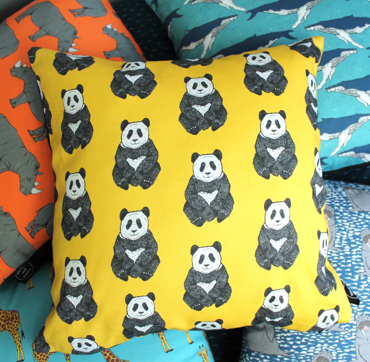 Yellow Panda Handmade Cushion | Etsy