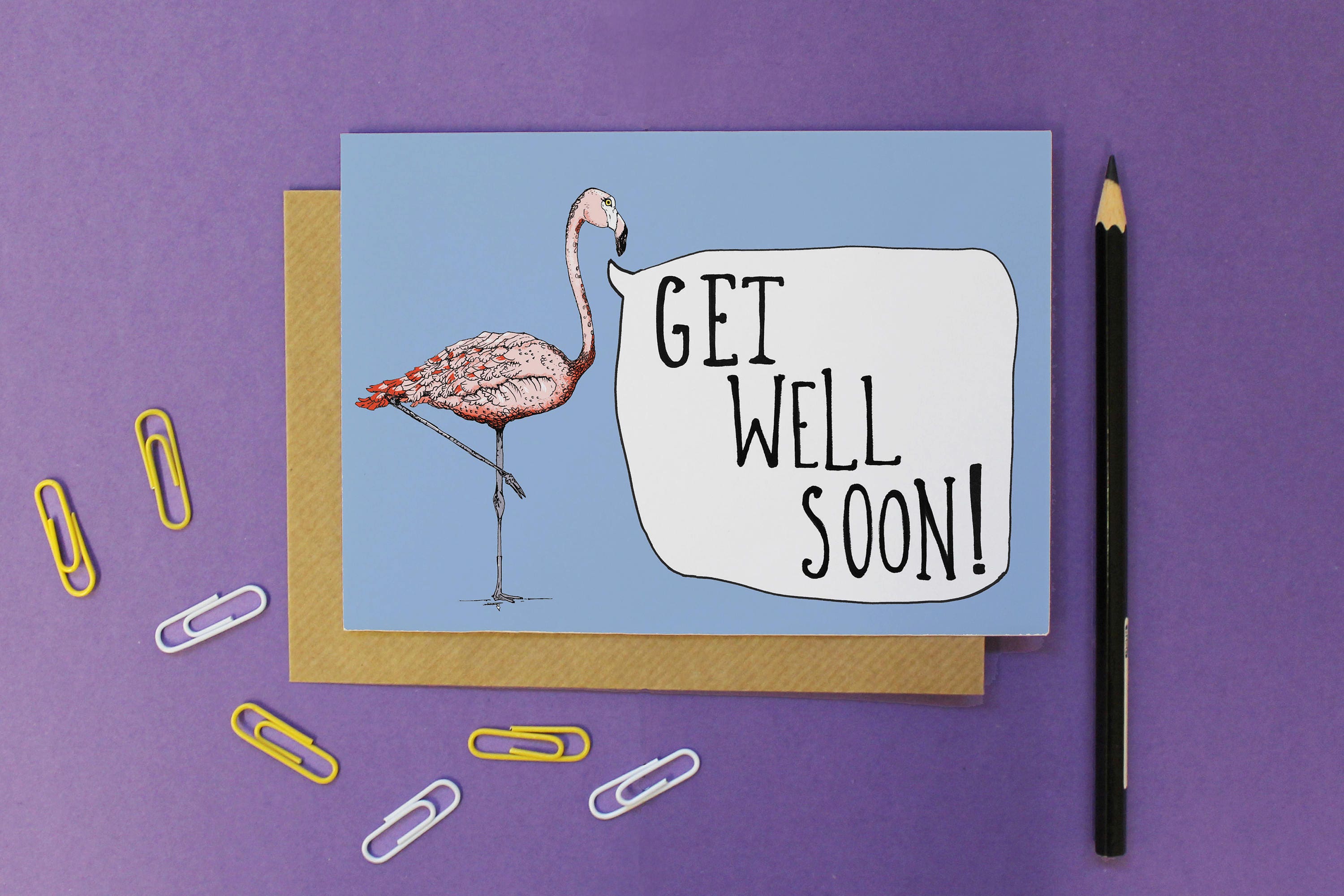 Get Well Soon Card Flamingo Print Get Well Card - Etsy UK