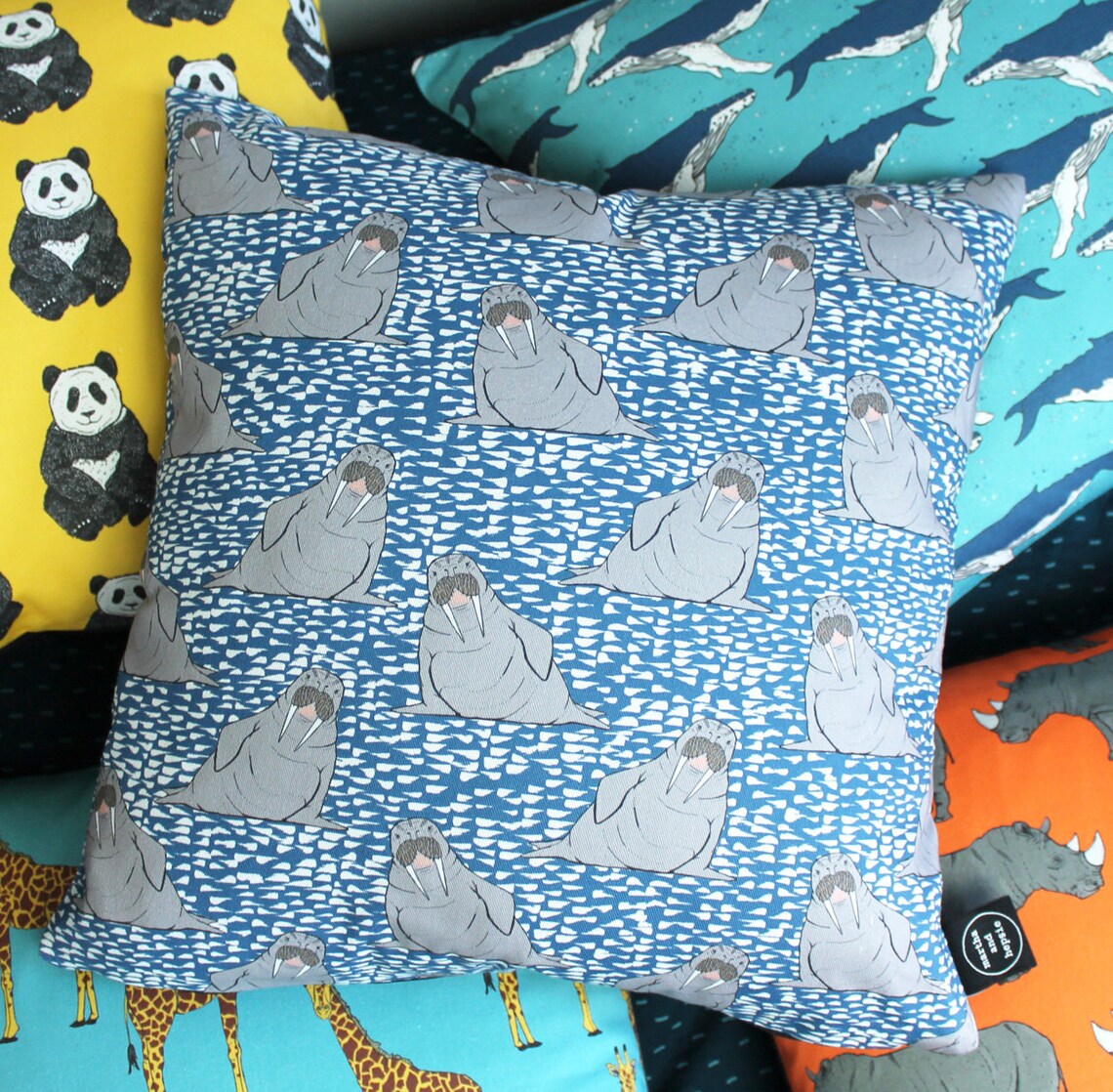 Blue Walrus Upholstery Fabric by the Metre. - Etsy