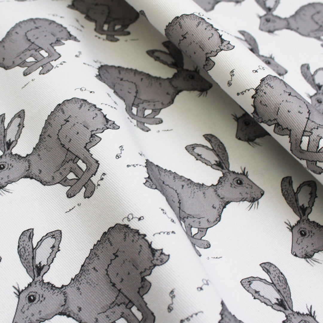 Grey Hare Upholstery Fabric Available in Fat Quarters and by the Metre ...