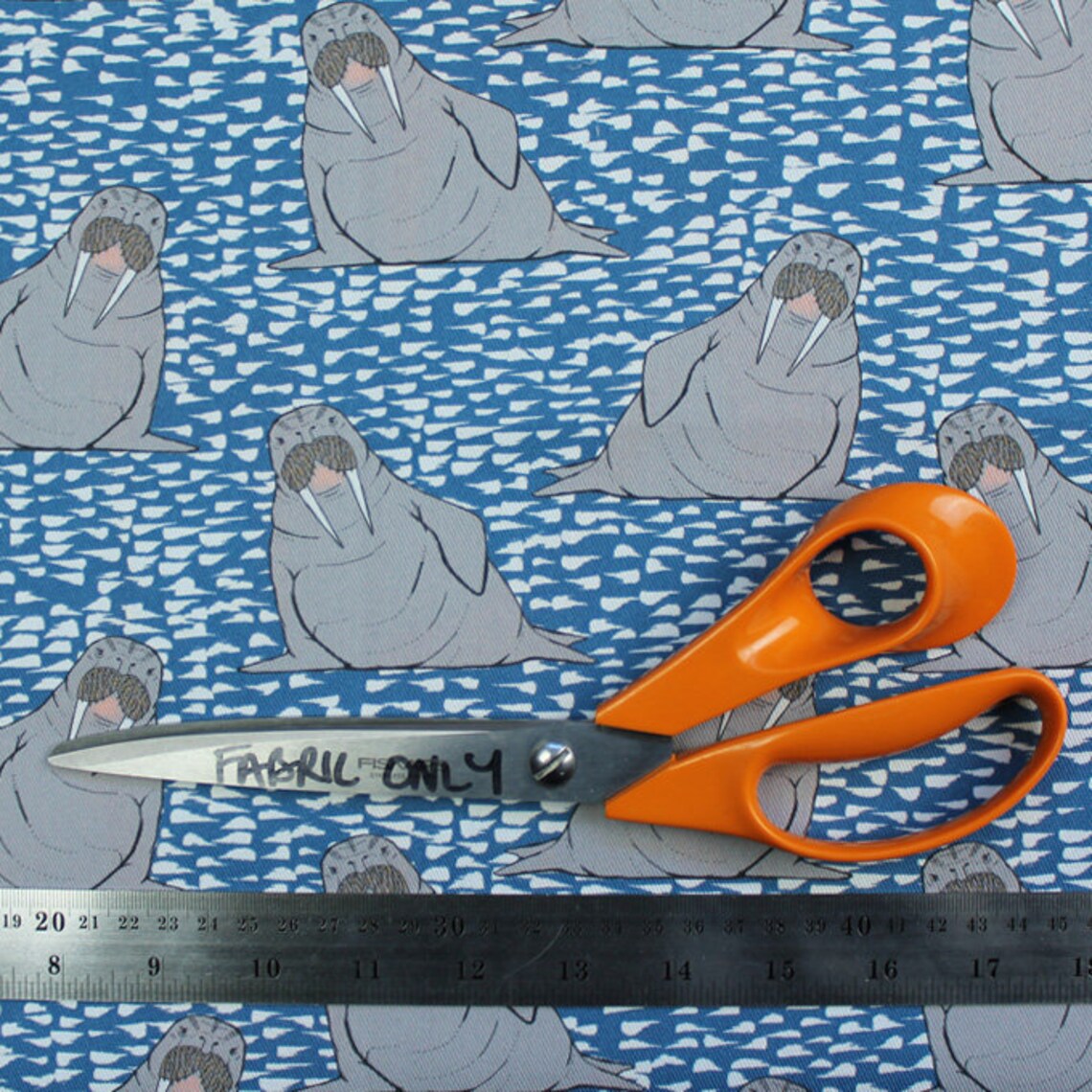 Blue Walrus Upholstery Fabric by the Metre. - Etsy