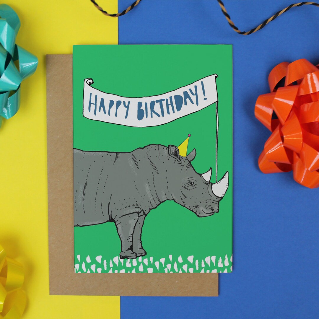 Rhino Birthday Card - Birthday Card for Him - Rhinoceros Gifts ...
