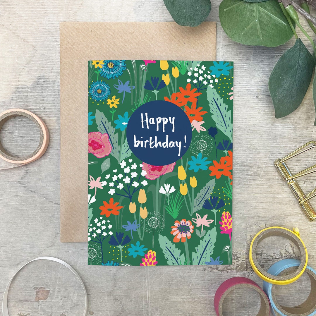 Wildflower Birthday Card - Flower Birthday Card - Botanical Birthday ...
