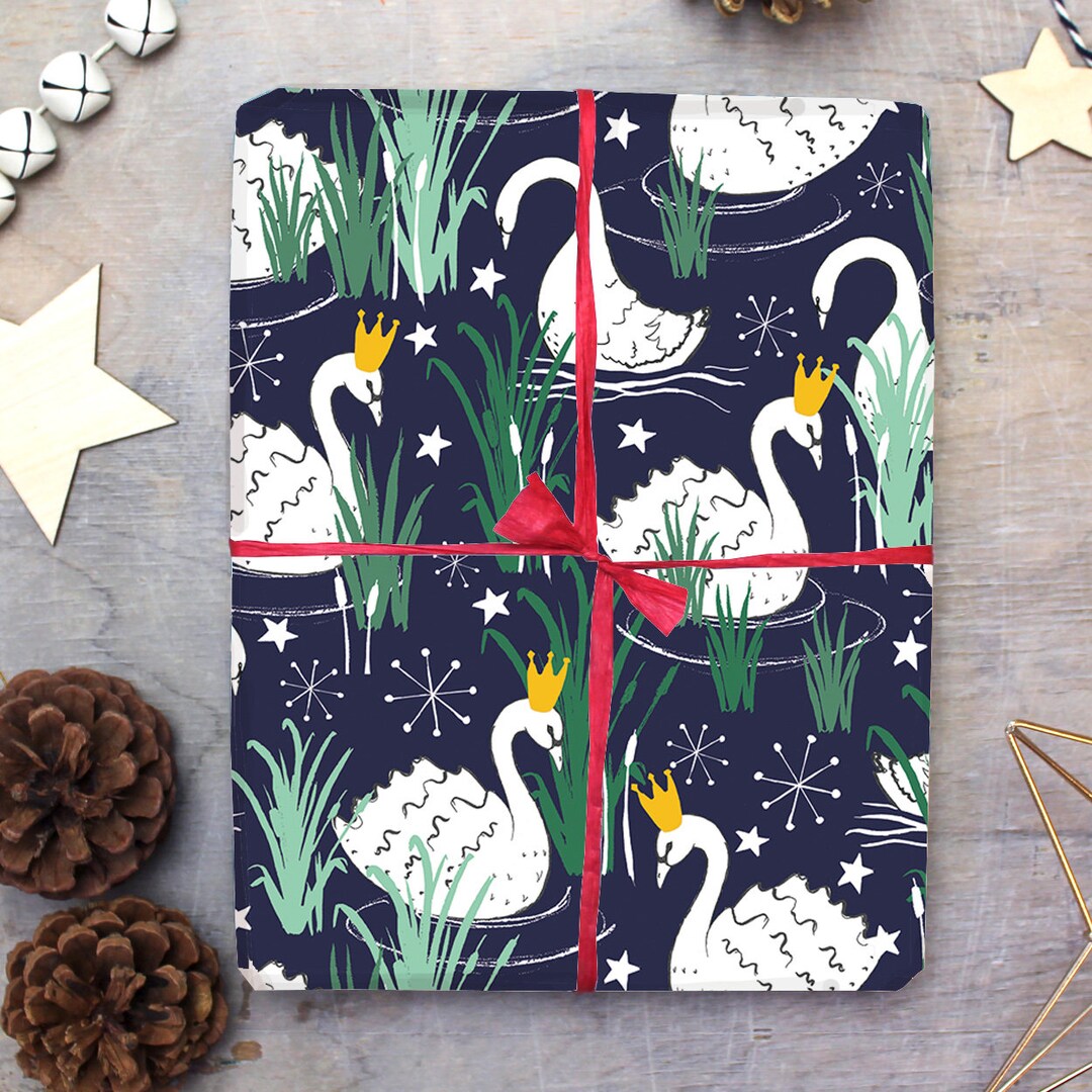 Swan Wrapping Paper Recyclable Christmas Wrapping Paper - Etsy UK
