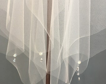 Rain-rhinestone Drop Veil Beaded With Rhinestones Bridal Veil - Etsy