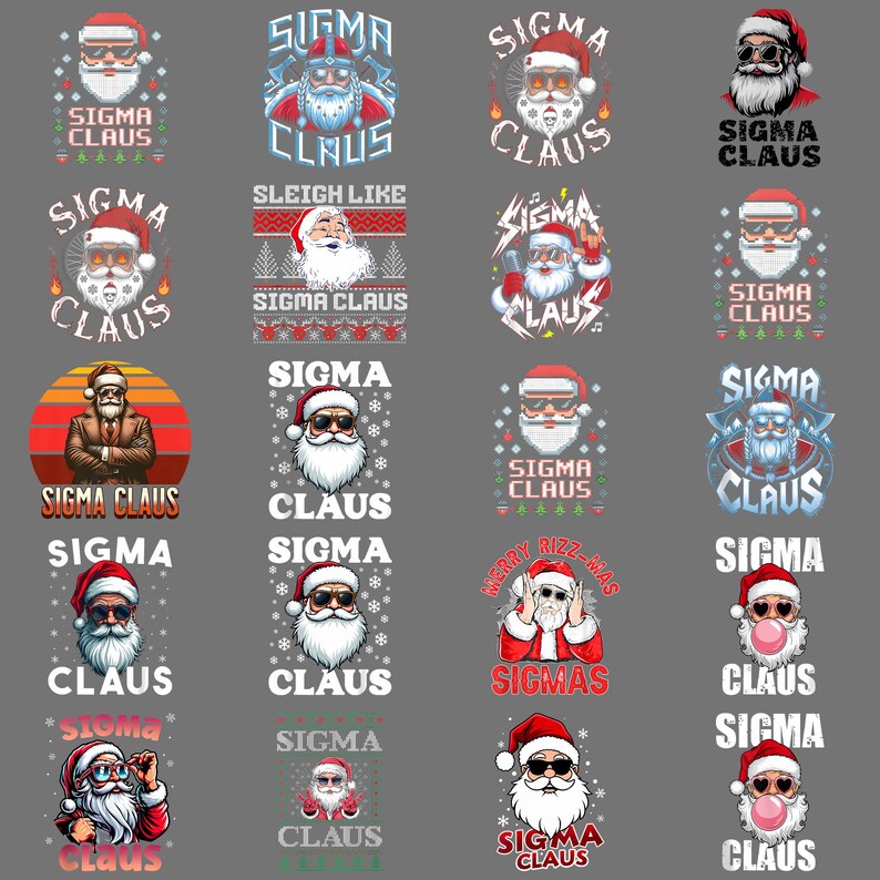 Sigma Claus PNG – Funny Rizz Meme Santa Christmas Holiday Humor Clipart ...