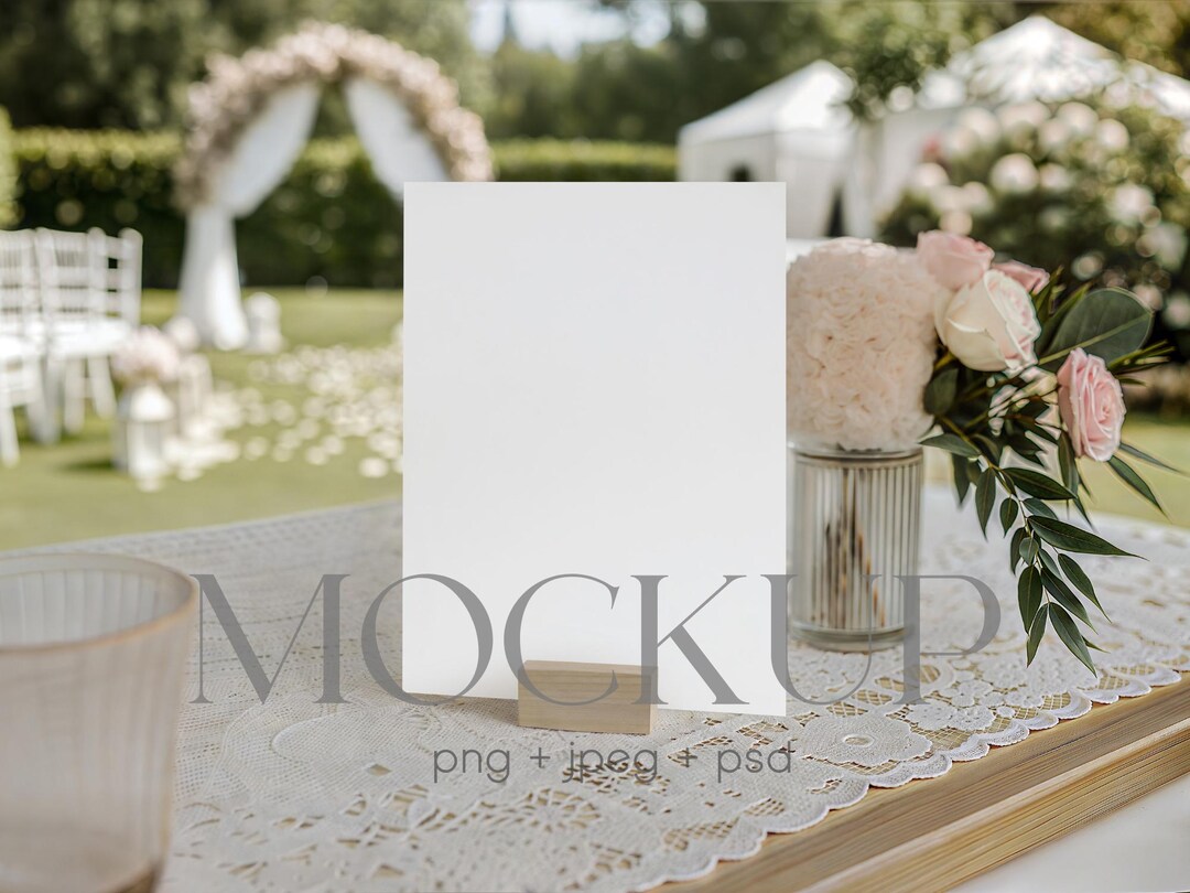 Wedding Table Mockup – 5x7 Place Setting Sign for Numbers or Menu (PSD ...
