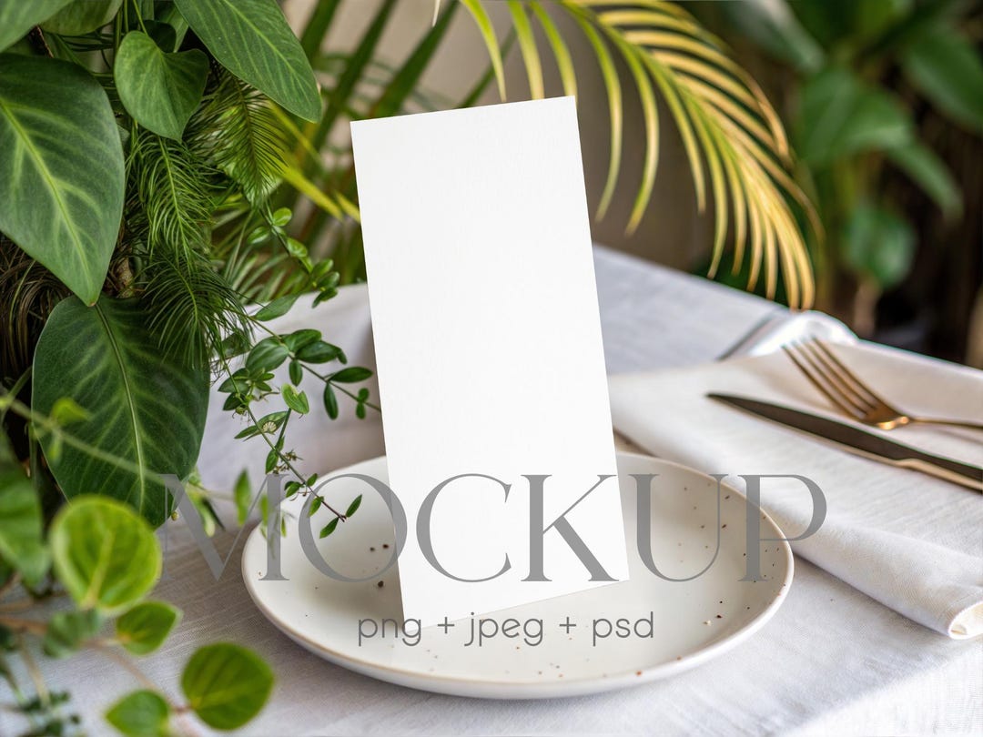 4x9 Menu Mockup for Canva – Slim Wedding Program Display (transparent ...