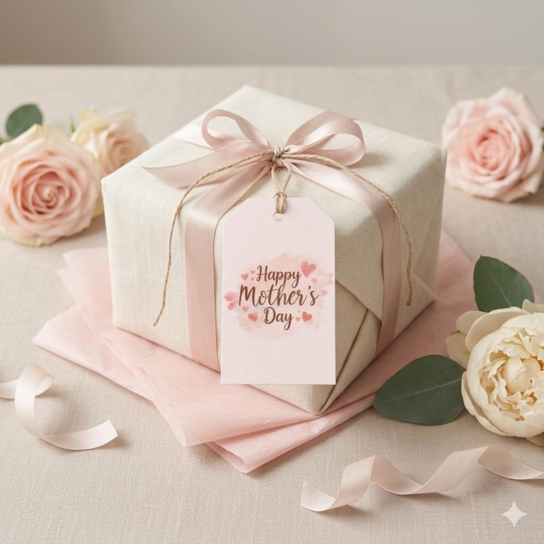 Pink Floral Mother's Day Gift Tags, Mom Favor Labels (instant Download ...