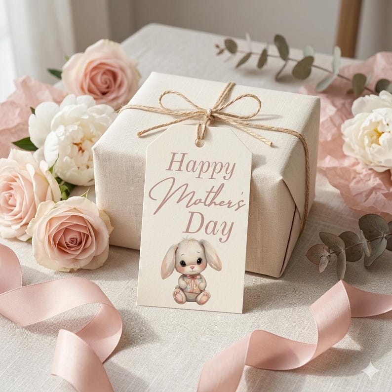 Pink Floral Mother's Day Gift Tags, Mom Favor Labels (instant Download ...
