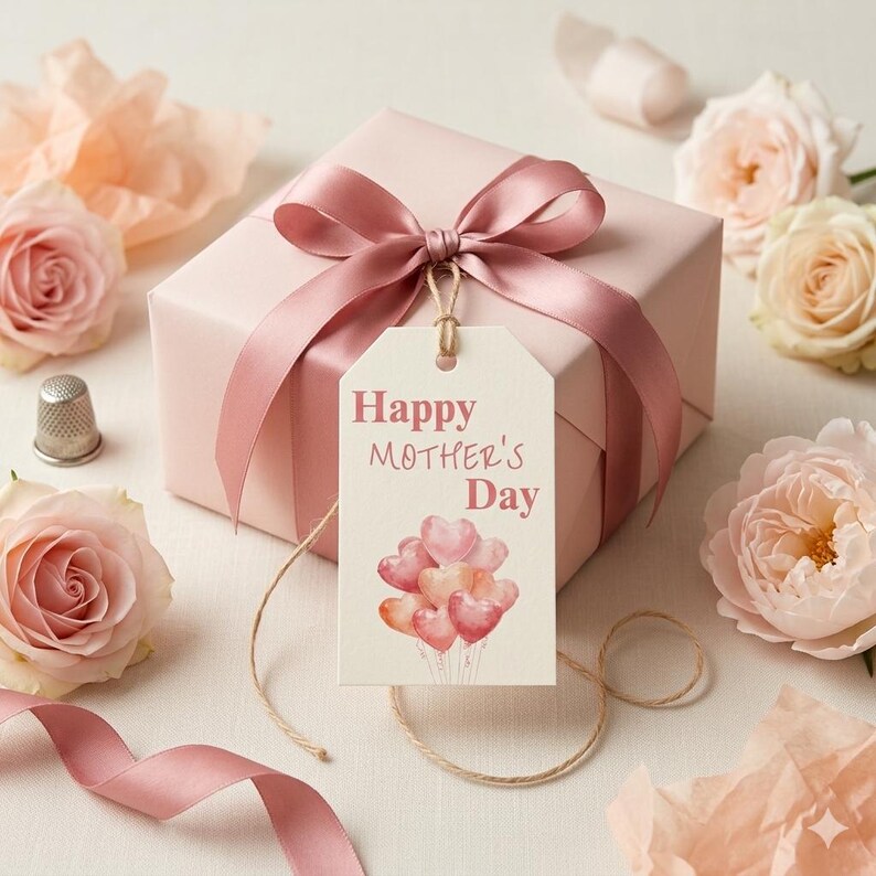 Pink Floral Mother's Day Gift Tags, Mom Favor Labels (instant Download ...