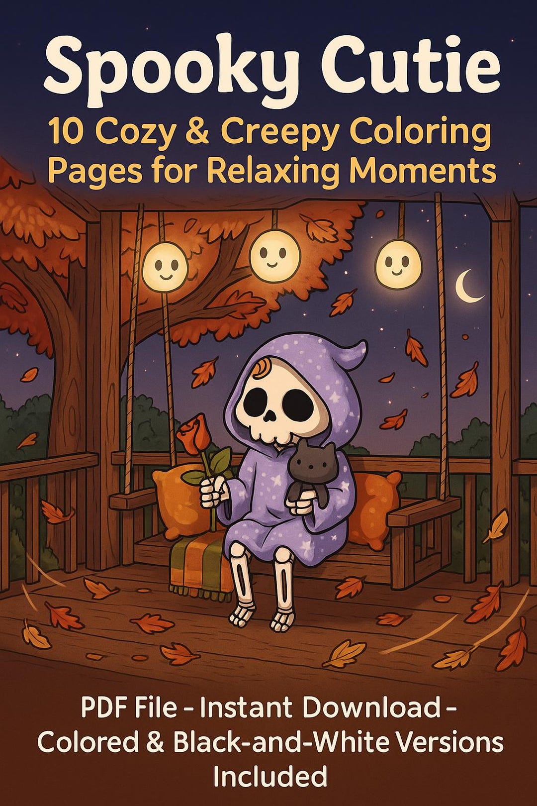 Spooky Cutie: Cozy & Creepy Coloring Pages - 10 Cute Skeleton Designs ...