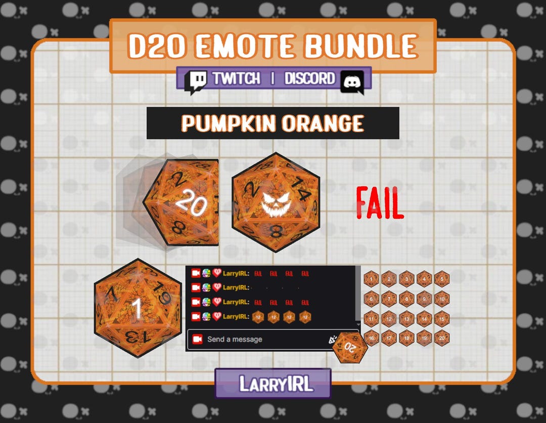 Animated D20 Emote Bundle (pumpkin Orange) - Etsy