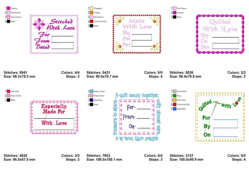 Floral Name Plate Embroidery Design Bundle - Tag Label Machine ...