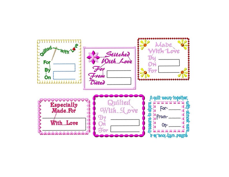 Floral Name Plate Embroidery Design Bundle - Tag Label Machine ...