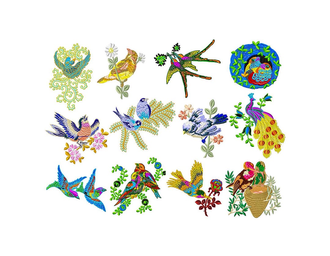 Birds on the Branch Embroidery Design Bundle - Peacock Machine ...