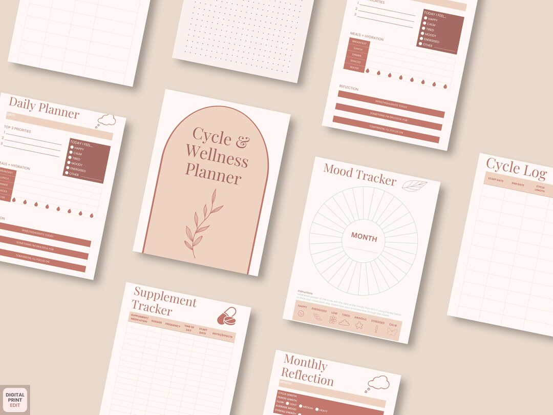 PCOS Planner + Wellness Bundle | Printable Cycle Tracker, Symptom Log ...