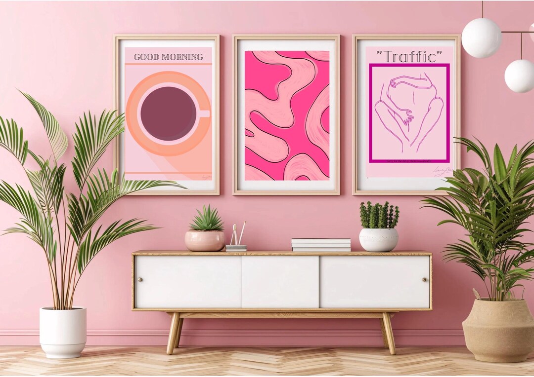 3-pack Pink Posters - Etsy