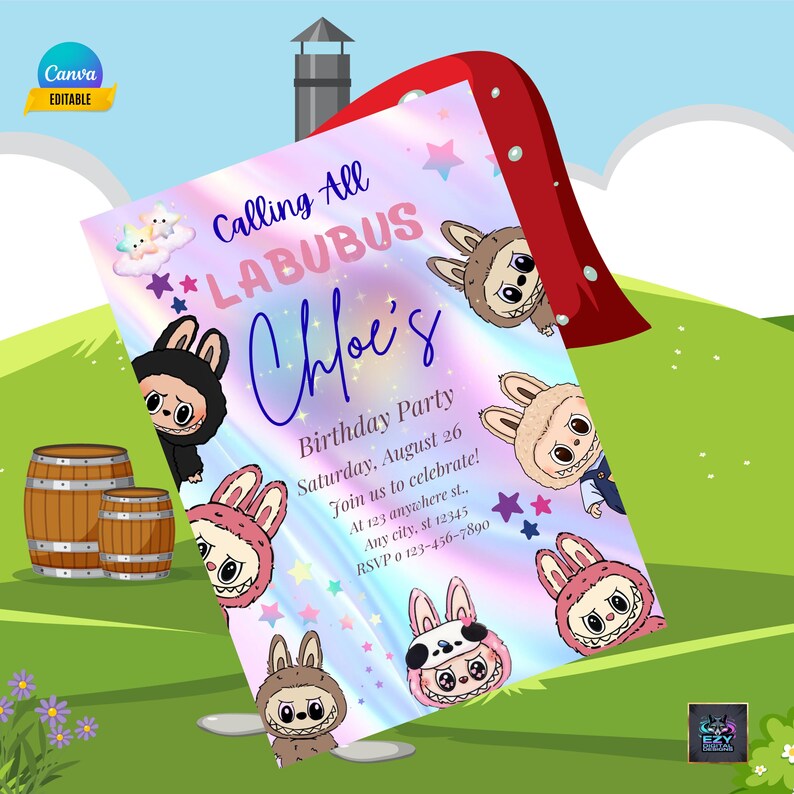 Labubu Card|| Ezy Digital Design| Printable |editable Birthday ...