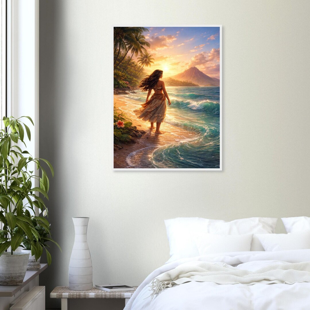 Disney Inspired Island Princess Wall Art, Tropical Ocean Sunset Fantasy ...