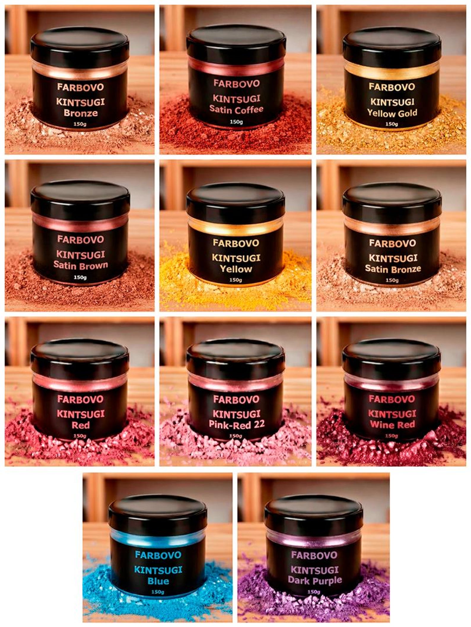 Kintsugi Colors, Pigment for Epoxy Resin, Repair Ceramics Dye, 11 Non ...
