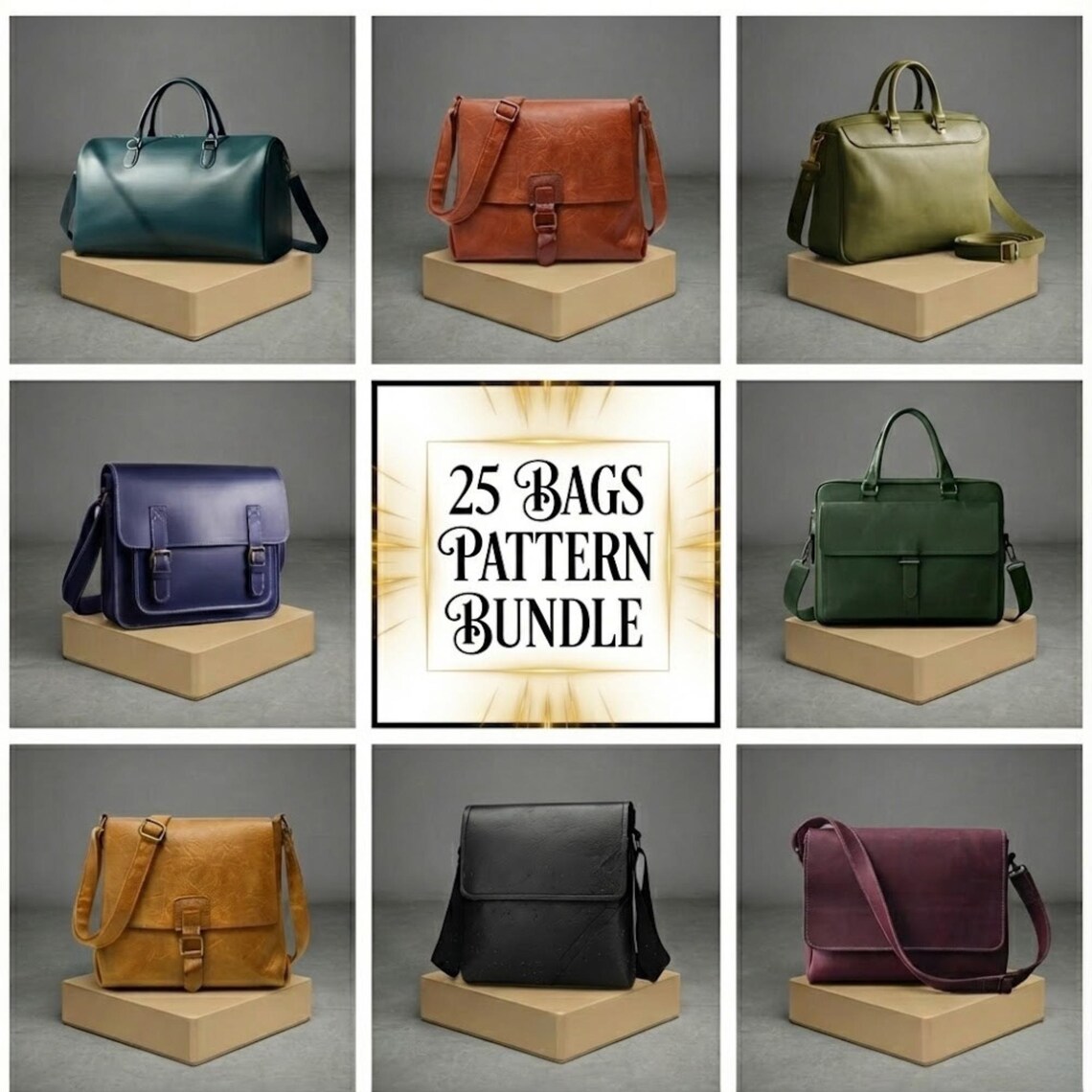 Leather Bag Patterns Bundle | 25+ PDF, DXF Templates - Etsy