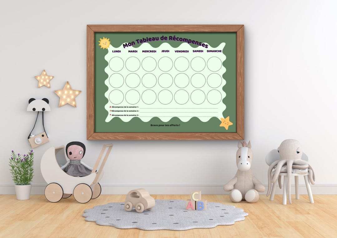Wavy Pine Green Children's Reward Chart – 2 Charts + 2 Pages of Tokens ...