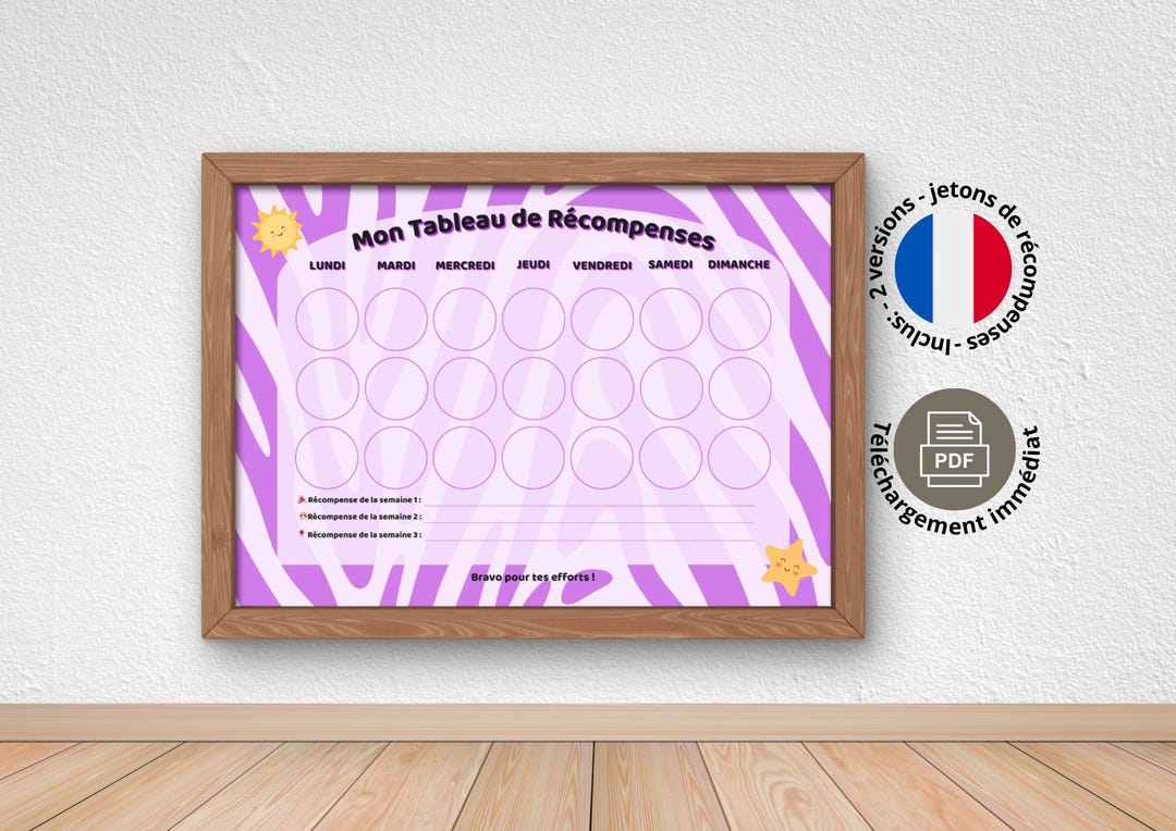 Purple Zebra Reward Chart for Children | Positive Education Motivation ...