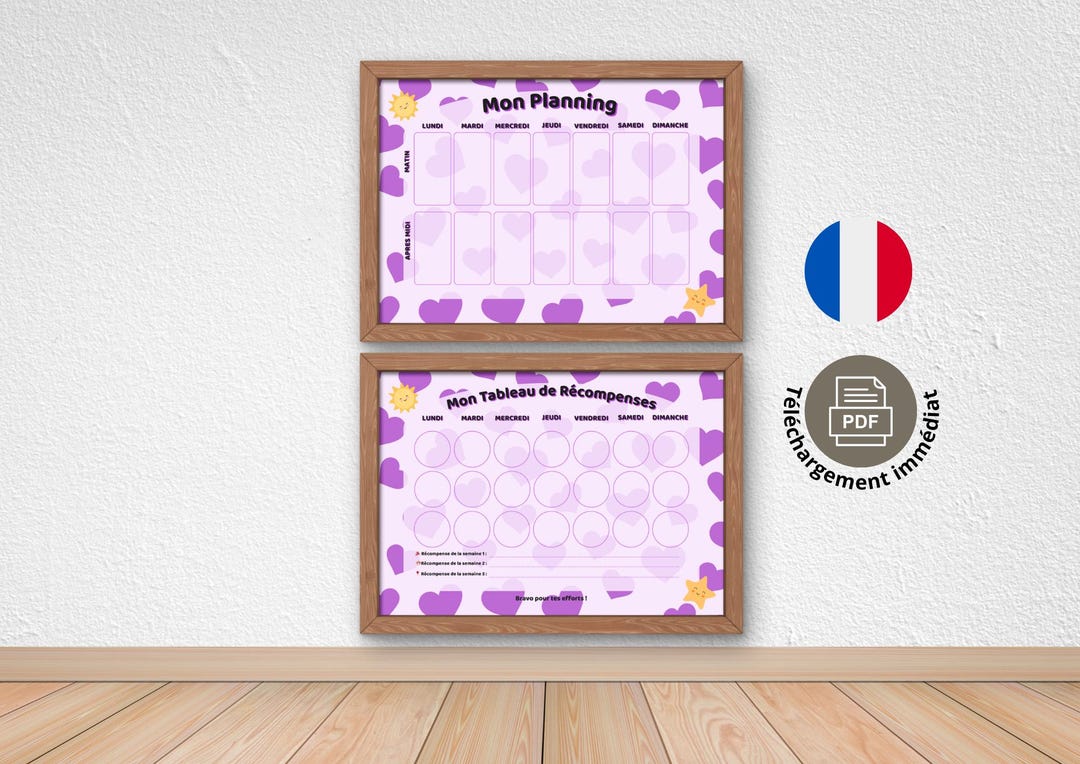Purple Heart Planning and Reward Chart Duo | Organization & Motivation ...