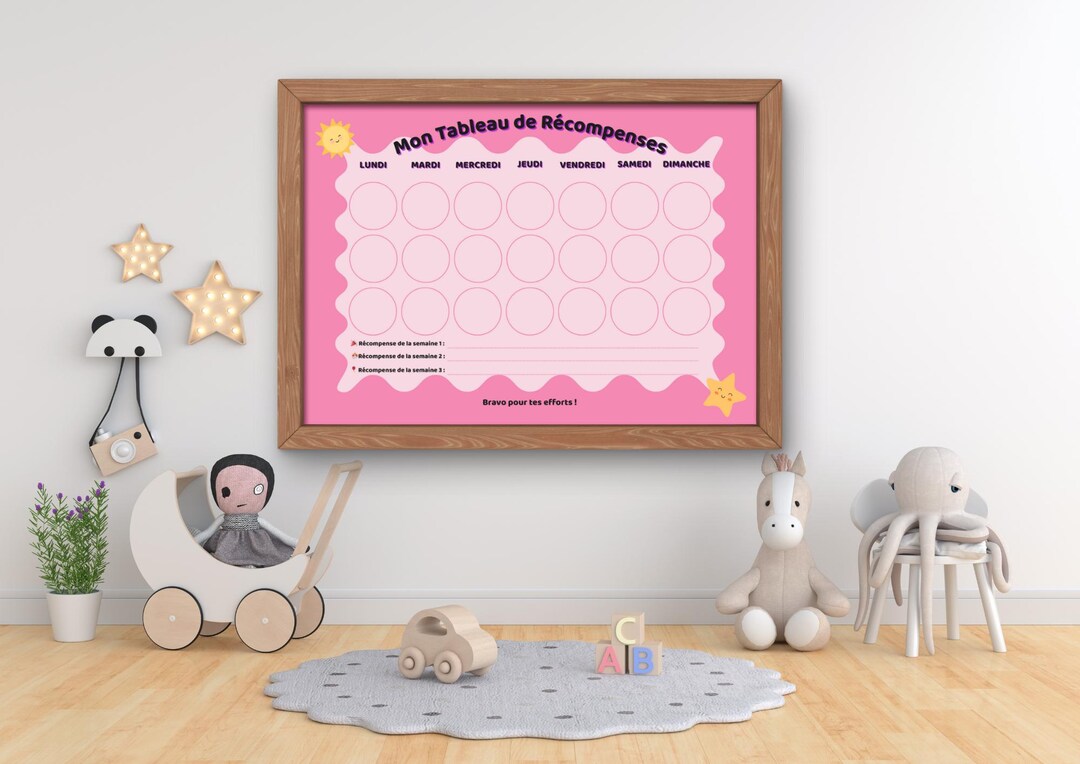 Wavy Pink Girly Children's Reward Chart – 2 Charts + 2 Pages of Tokens ...