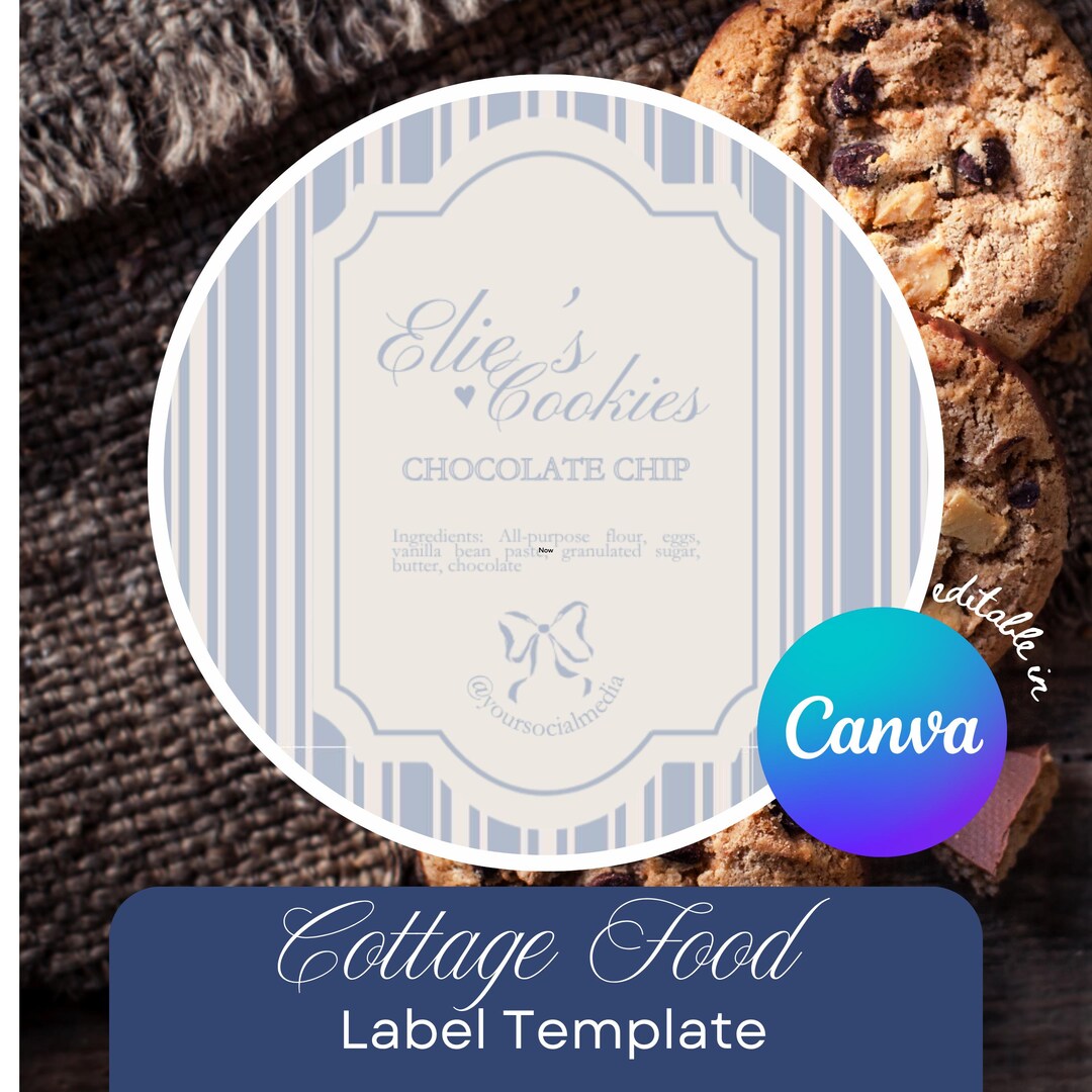 COQUETTE Editable Cottage Food Labels in Blue - Printable, Charming ...