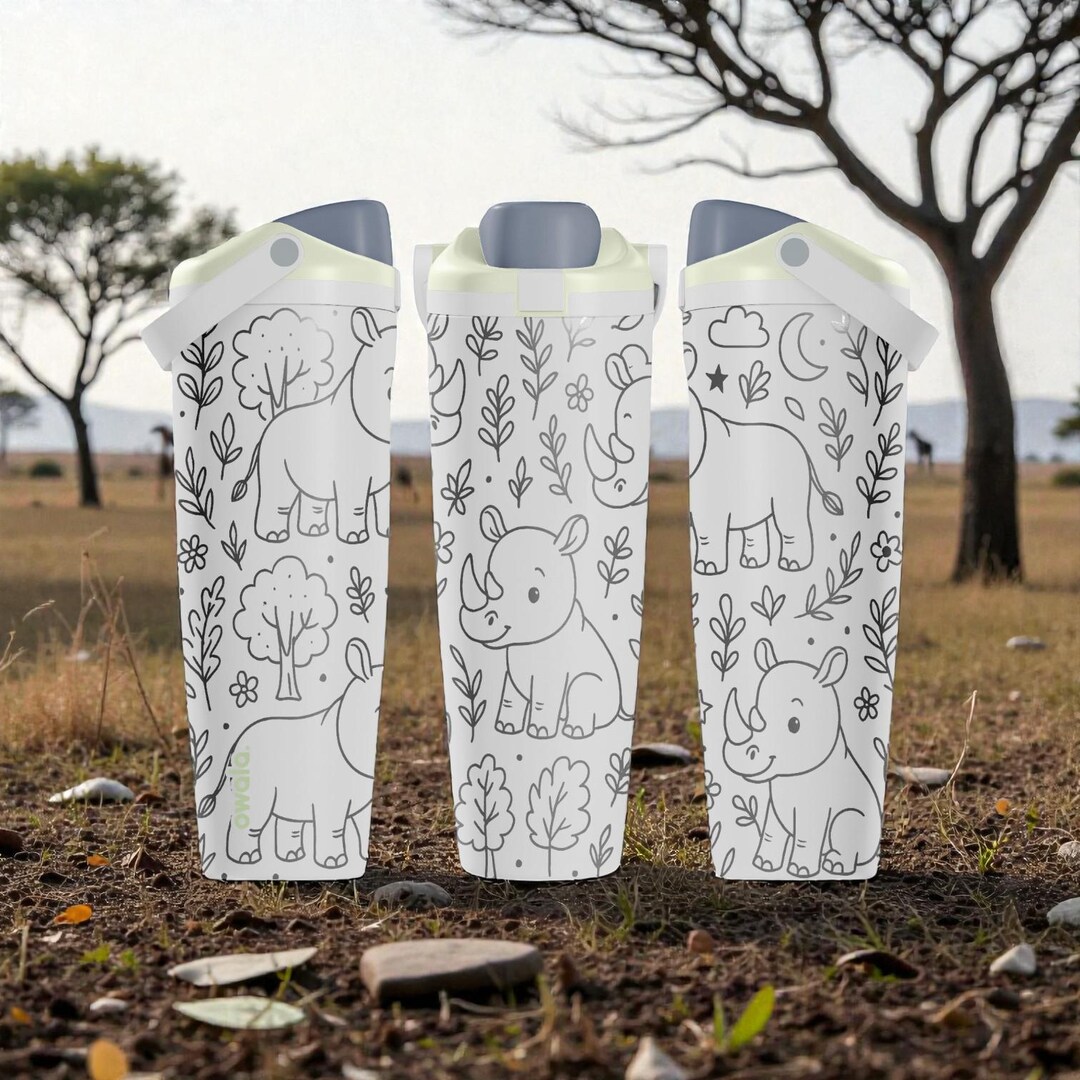 Rhino Owala Sway Bottle – 30oz 40oz – Cute Rhino Water Bottle – Safari ...