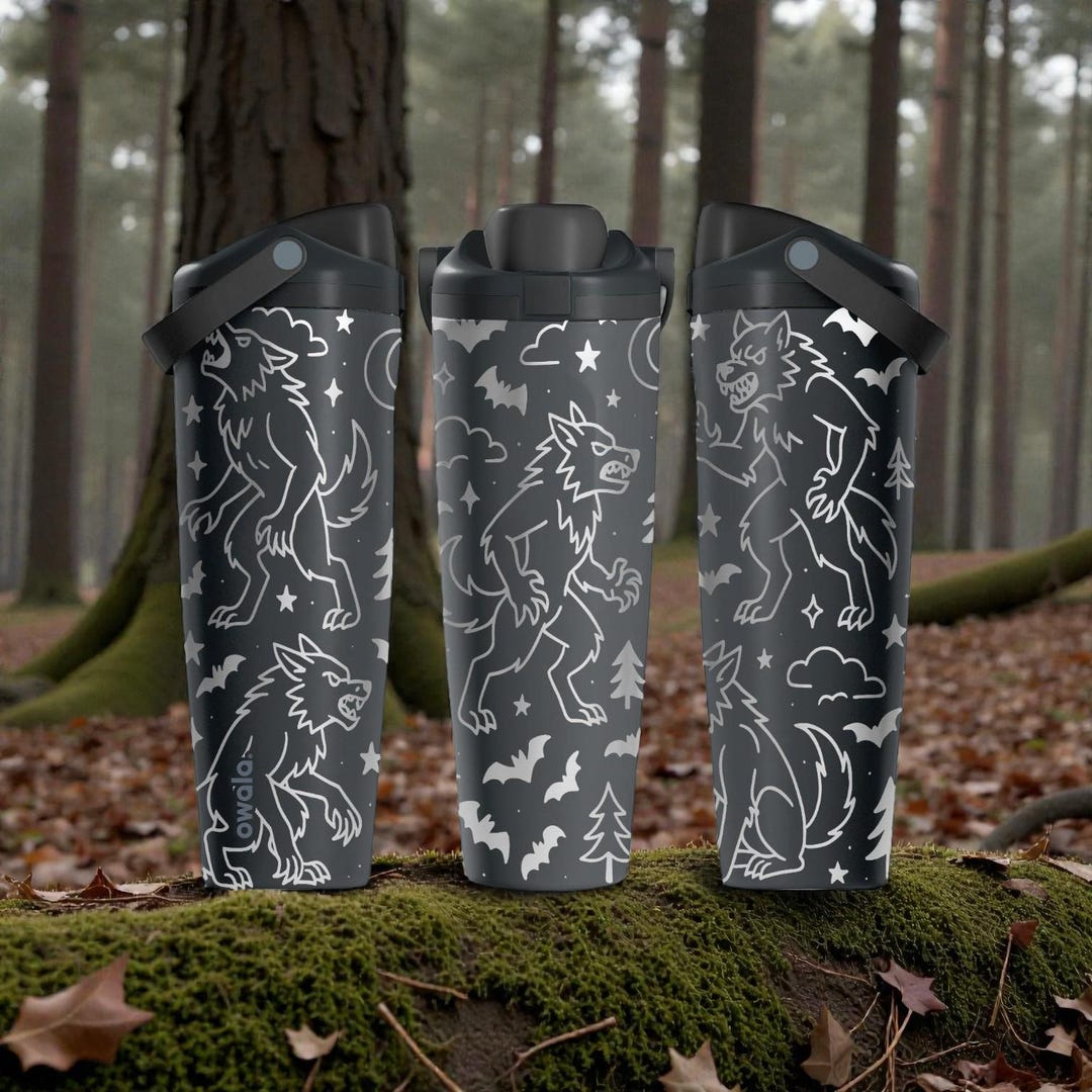 Engraved Werewolf Owala Sway Bottle – 30oz 40oz – Dark Forest Wolf ...