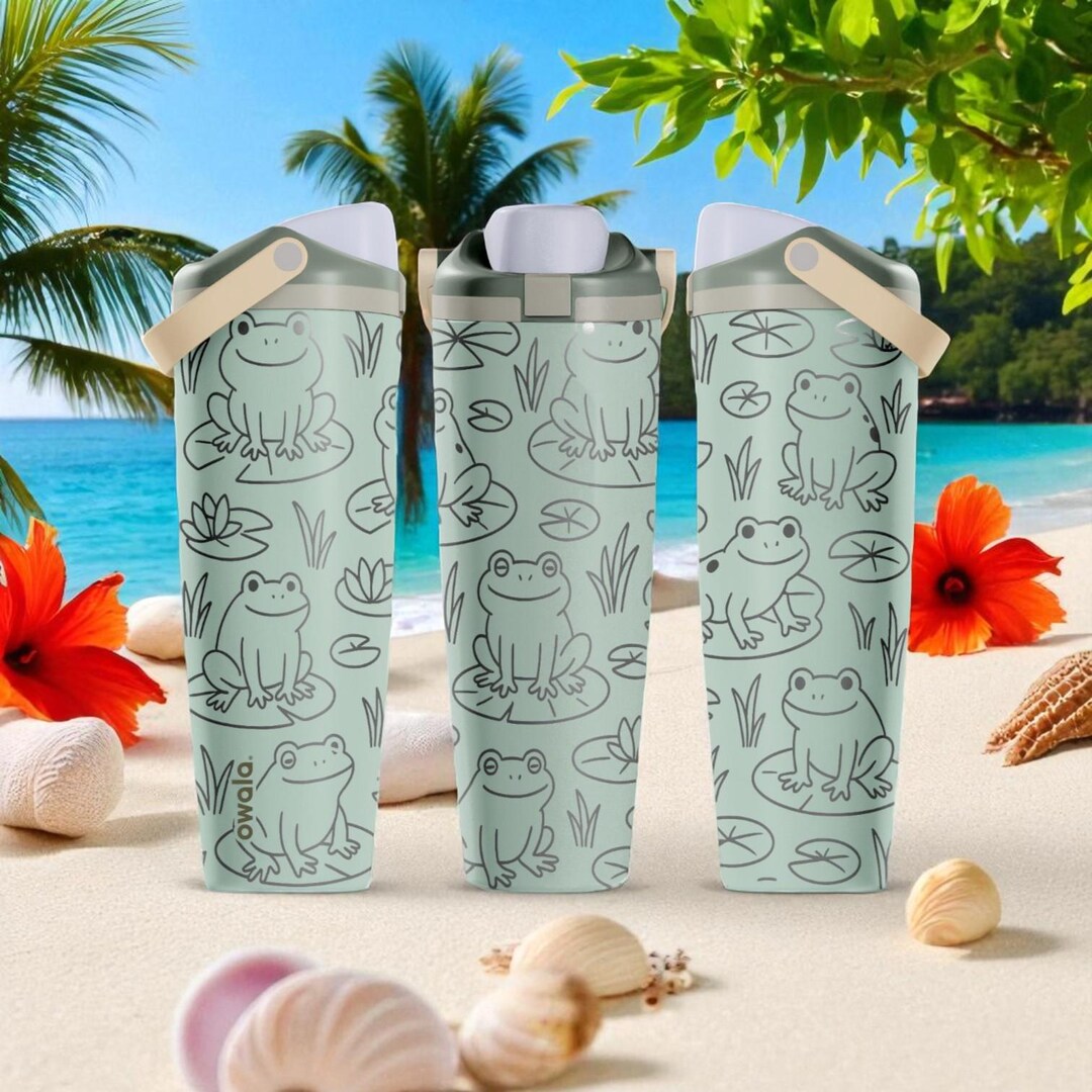 Engraved Frogs Owala Sway Bottle – 30oz 40oz – Cute Pond and Lily Pad ...