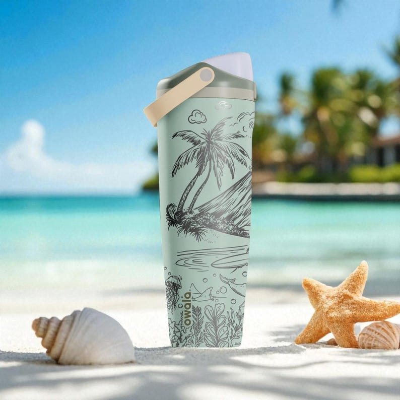 Aloha Beach Engraved Owala Sway Bottle – Tropical Surf Design – 30oz ...