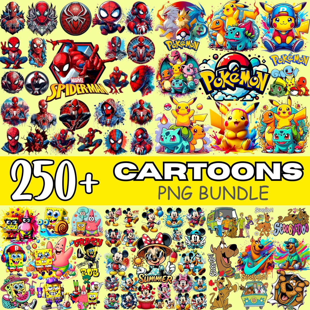 More Than 250 Cartoon Mega Bundle PNG Files With Cartoon Characters ...