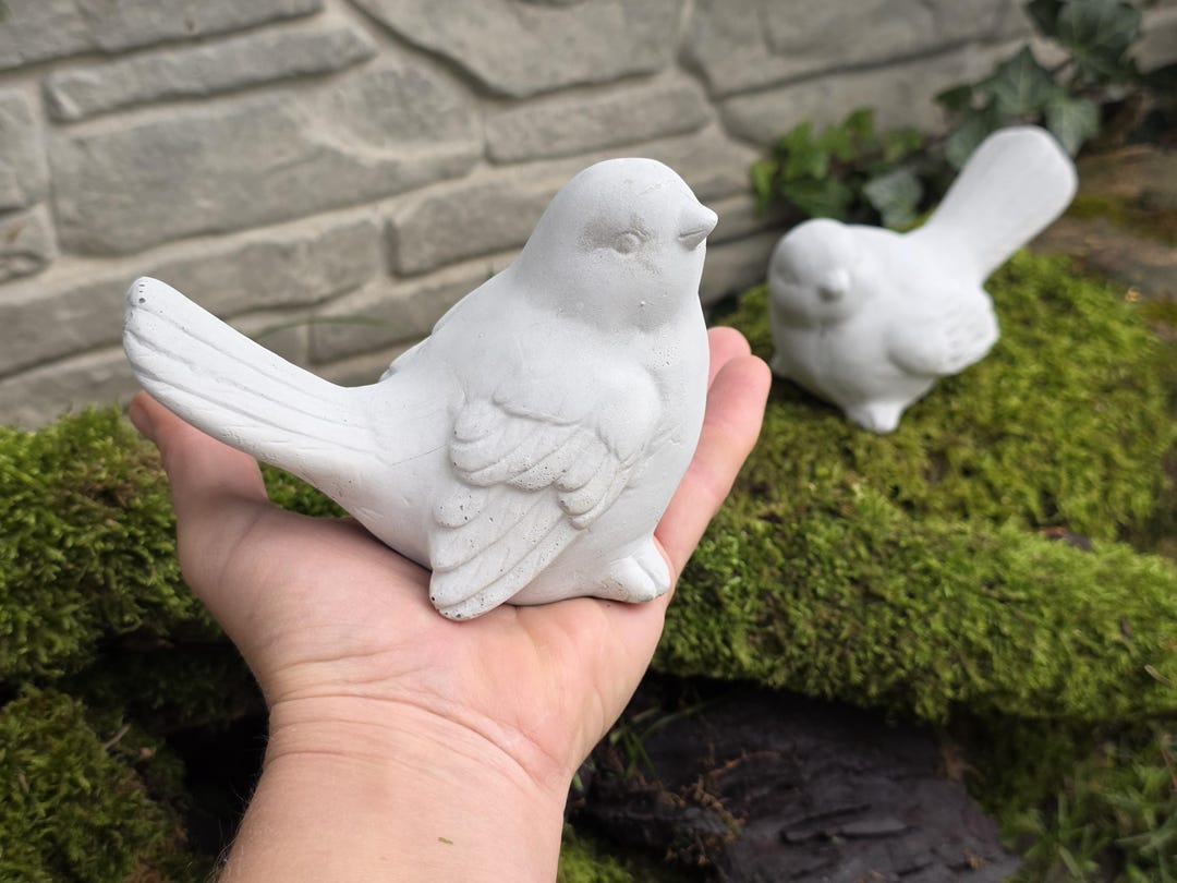 2 Concrete Birds Garden Statue, Weather Resistant, Handmade Pair - Etsy