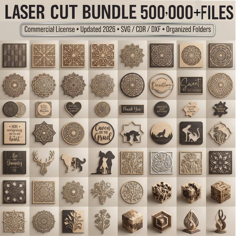 Mega BUNDLE LASER CUT & Engraving Files, 500000+ Designs for Diode CO2 ...